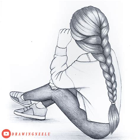 How To Draw A Sitting Girl Backside Drawing Pencil Sketch For Beginner Girl Drawing Easy