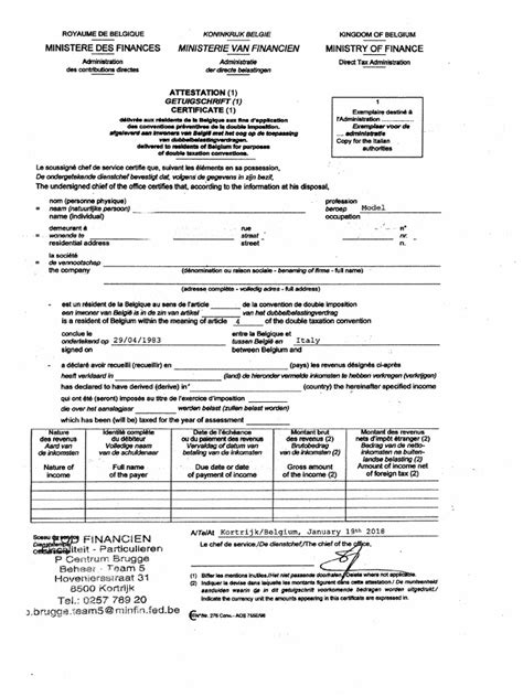 Example Of Valid Tax Paper Belgium Pdf