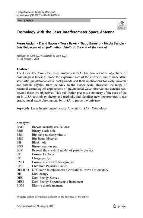 Pdf Cosmology With The Laser Interferometer Space Antenna Pdf Cosmology With The Laser Interferometer Space Antenna