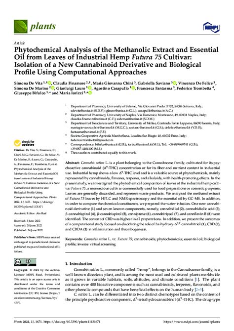 Pdf Phytochemical Analysis Of The Methanolic Extract And Essential Oil From Leaves Of