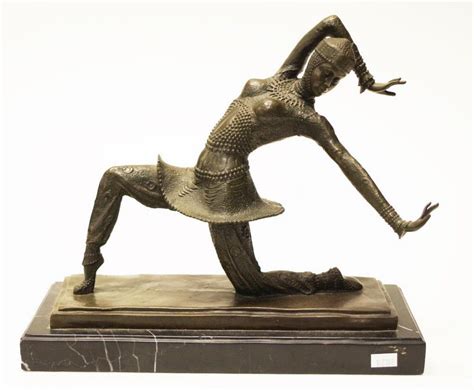 Chiparus Bronze Dancer On Marble Base Figures Groups Sculpture Statuary