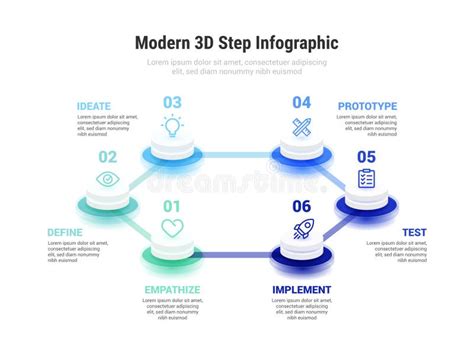 Diagram Modern 3d 6 Step Workflow Infographic Template Stock Vector