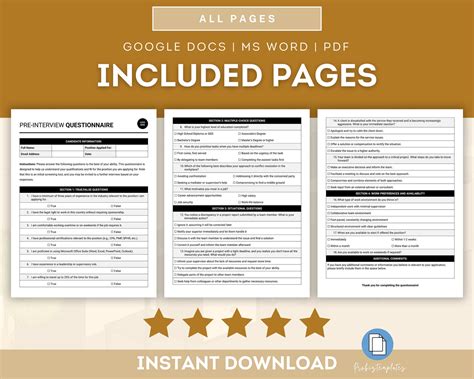 Pre Interview Questionnaire Template Candidate Pre Interview Questions