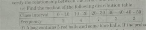E Find The Median Of The Following Distribution Table Begin{tabular}