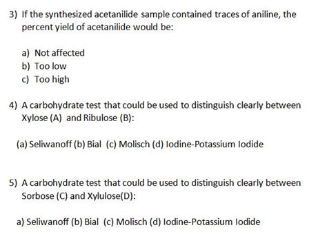 Solved 3 If The Synthesized Acetanilide Sample Contained