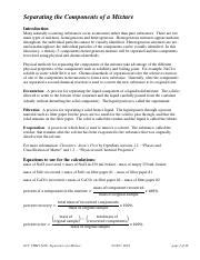 Lab Separation Of A Mixture Pdf Separating The Components Of A Mixture Introduction Many