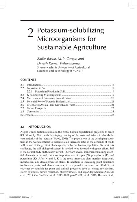Pdf Potassium Solubilizing Microorganisms For Sustainable Agriculture