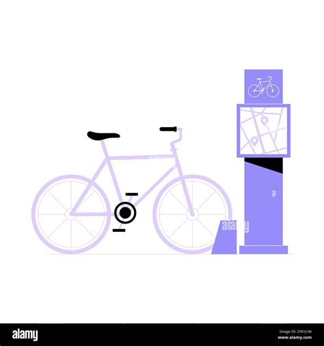 Bicycle And Docking Station With Navigation Map In Flat Vector