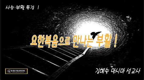 사순부활특강1 요한복음으로 만나는 부활 Youtube