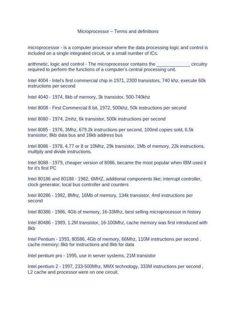 Microprocessor Terms And Definitions Pdf Central Processing Unit