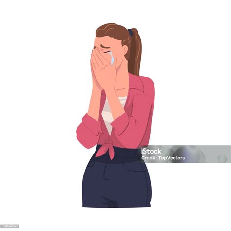 우는 여자 캐릭터 울고 흐느끼며 손으로 얼굴을 가리는 벡터 일러스트 레이 션 감정에 대한 스톡 벡터 아트 및 기타 이미지 감정 따르기 마음이 산란해진 Istock