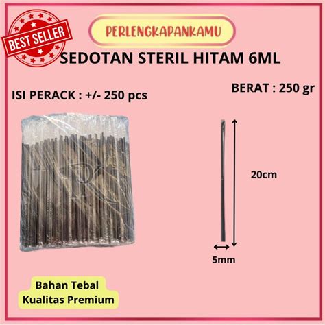 Jual Sedotan Steril Hitam 6mm Sedotan Kopi Isi 250 Batang Sedotan