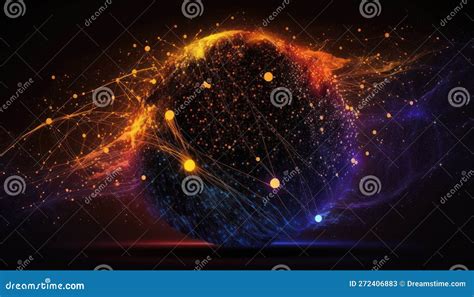 Digital Cyberspace With Particles And Digital Data Network Connections Concept Stock