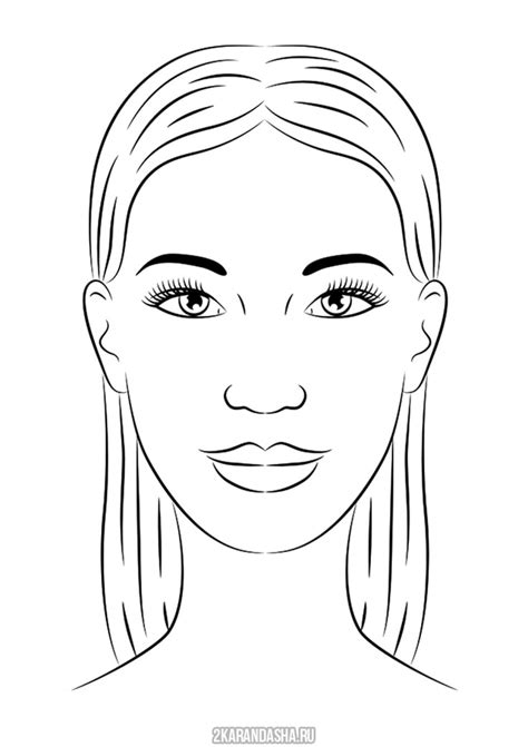 Раскраска девушка для создания макияжа распечатать