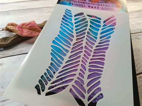Mixed Media Stencil Wavy Lines Lemoncreationart Ei