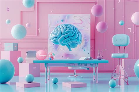 Anatomical Model Of The Human Brain In Creativity Imagination Laboratory Room Stock