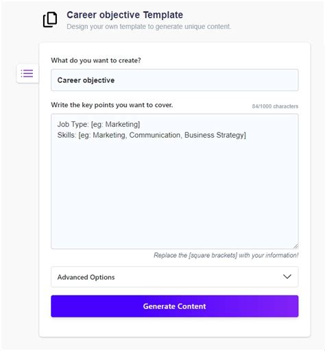Career Objective Template Ai Generator With Examples Wordkraft