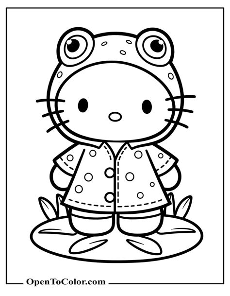 Hello Kitty Frog Coloring Pages