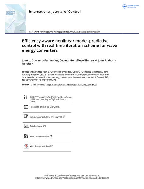 Pdf Efficiency Aware Non Linear Model Predictive Control With Real