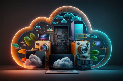 Linking Computer To Cloud With Server Connection Online Cloud Storage