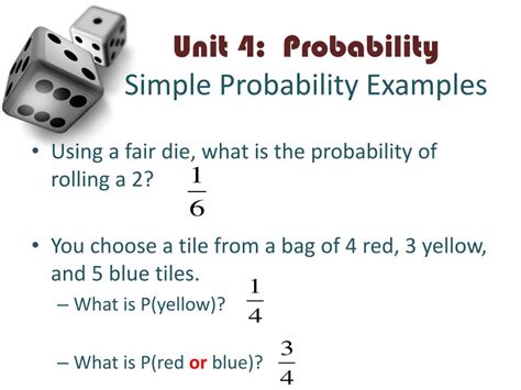 PPT Unit 4 Probability Simple Probability Examples PowerPoint Presentation ID 3152713