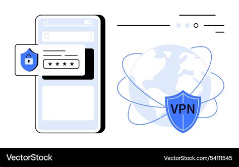 Secured Mobile Access With Vpn And Password Vector Image