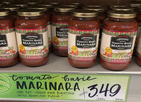 Trader Joes Low Fat” Organic Tomato Basil Marinara Trader Joes