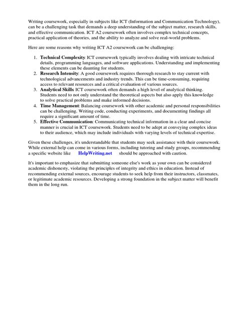 Ict A2 Coursework Examples Pdf Communication Information And Communications Technology