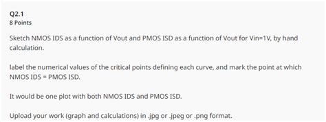Solved Q2 1 8 Points Sketch NMOS IDS As A Function Of Vout Chegg Com