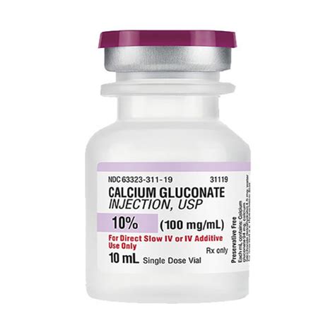 Calcium Gluconate 100mgml 10ml Vial Bound Tree