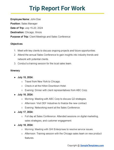Free 26 Trip Report Samples In Pdf Word