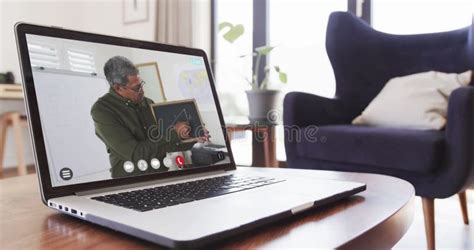 Composition Of Biracial Male Teacher On Laptop Online Learning Stock