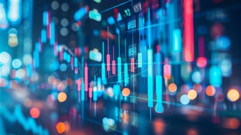 Stock Market Data Displayed On Screen With City Lights In The