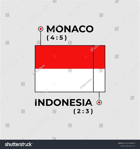 Difference Between Flag Indonesia Monaco Dimensional Stock Vector