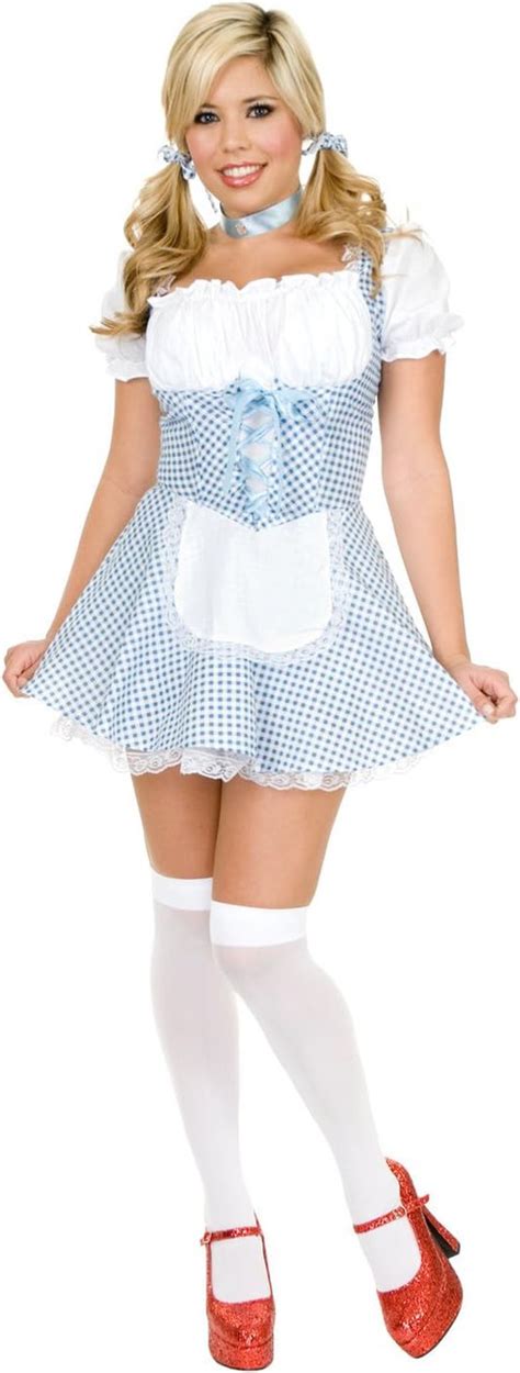 Sexy Dorothy Wizard Of Oz Country Girl Gingham Dress Up Halloween Adult