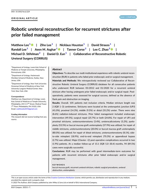 Pdf Robotic Ureteral Reconstruction For Recurrent Strictures After