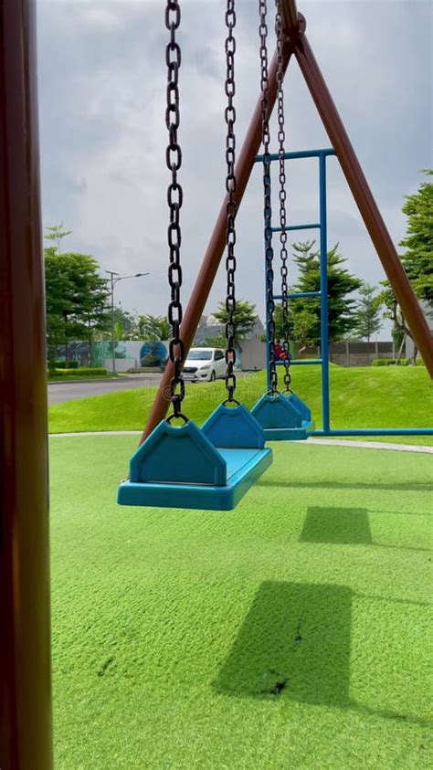 Playground In The Park Blue Swings Stock Video Video Of Chain Grass