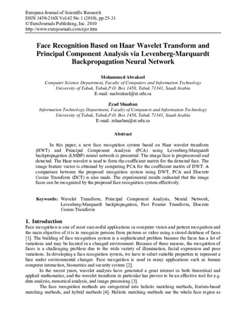 pdf face recognition based on haar wavelet transform and principal component analysis via