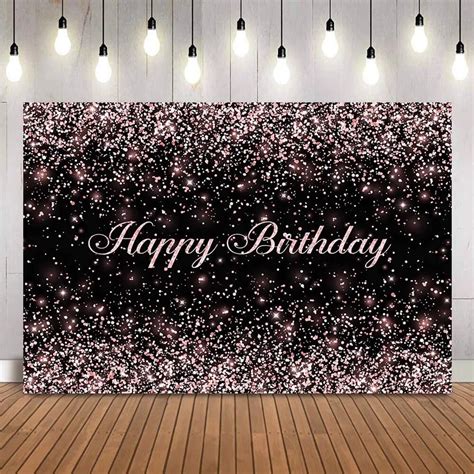 Rose Gold Glitter Birthday Backdrop Girls Sweet 16th Happy Birthday