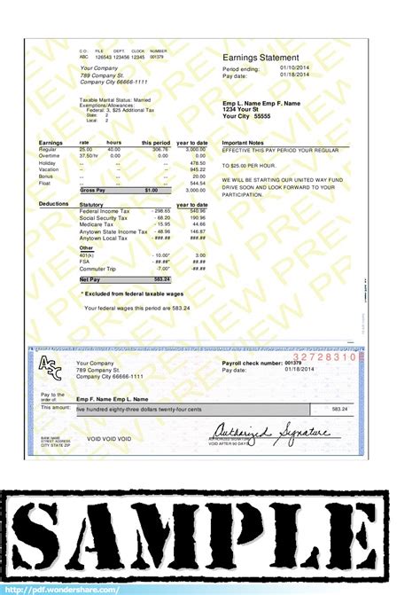 Check Stub Free Download Create Edit Fill And Print Pdf Templates