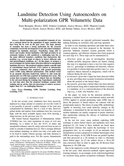 Landmine Detection Using Autoencoders On Multipolarization Gpr Pdf