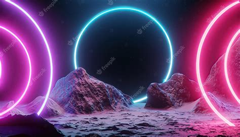 Premium Photo 3d Render Abstract Background Cosmic Landscape Round Portal
