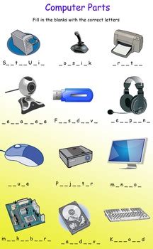 Computer Parts Fill In The Blanks By Smart Mindz TPT