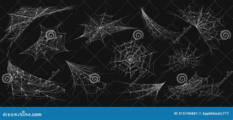 Realistic Cobweb For Halloween Or Scary Party Isolated On White Cartoon