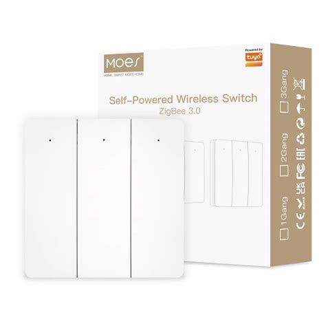 MOES Zigbee Battery Free Wireless Smart Switch 3 Buttons