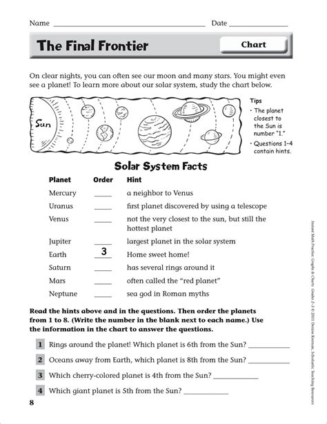 The Final Frontier Chart Instant Math Practice Page For Grades 2 3
