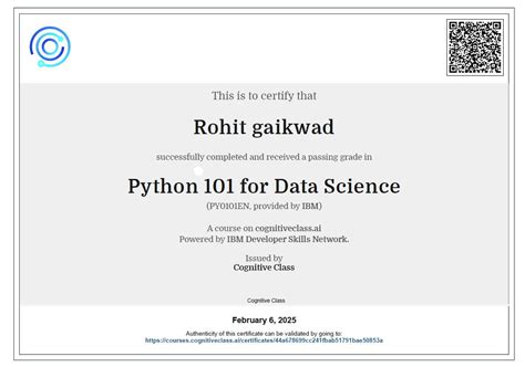 Python Datascience Ibm Cognitiveclass Learning Certification