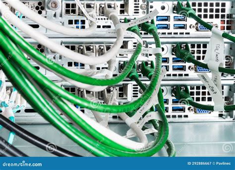 Ethernet Cables Connected To Server Switch Stock Image Image Of