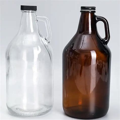 Custom Amber 32oz Glass Growler Jugs With Metal Caps For Home Brewing Beer
