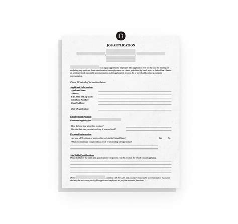 Easy To Use Job Application Form Template Dropbox